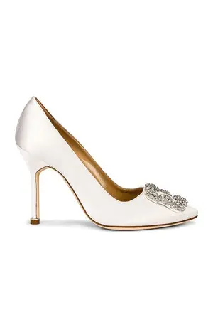 Manolo Blahnik Manolo Blahnik Hangisi Satin Heel Cream