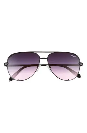 Quay QUAY High Key Mini Aviator Sunglasses Black Pink Fade