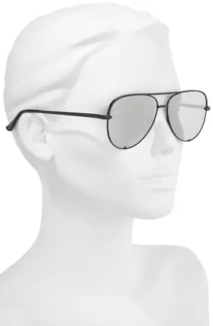 Quay High Key Mini Aviator Sunglasses - Black/ Silver
