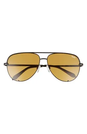 Quay High Key 64mm Oversize Aviator Sunglasses Black / Olive