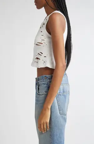 R13 Distressed Cotton Tank - Ecru
