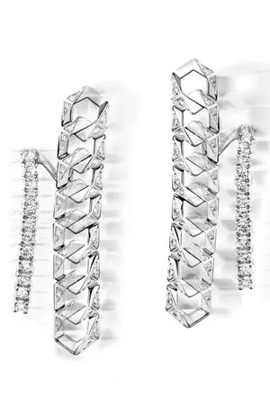 DRIES CRIEL Bond Signature Diamond Chain Ear Jackets - White Gold