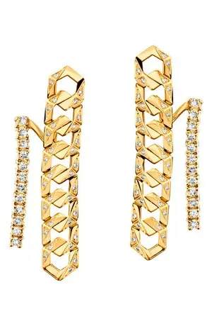 DRIES CRIEL Bond Signature Diamond Chain Ear Jackets - Yellow Gold