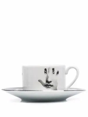 FORNASETTI Tema E Variazioni Porcelain Cup-saucer - White