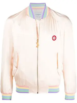 Casablanca Silk Logo-embroidered Bomber Jacket - Neutrals