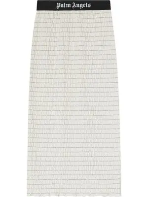 Palm Angels Logo-print Shirred Midi Skirt - Neutrals