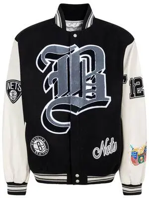 JEFF HAMILTON Brooklyn Nets Bomber Jacket - Grey