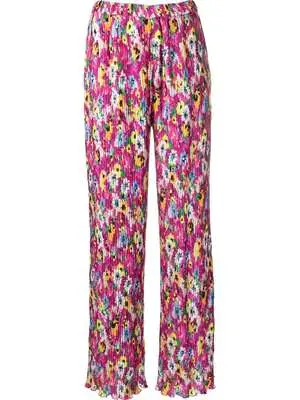 MSGM Pleated Floral-print Trousers