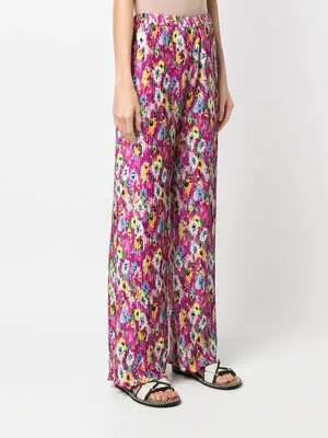 MSGM Pleated Floral-print Trousers