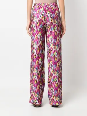 MSGM Pleated Floral-print Trousers