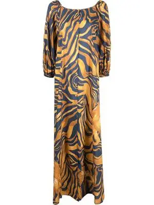 Alberta Ferretti Swirl Print Full-length Dress - Black