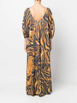 Alberta Ferretti Swirl Print Full-length Dress - Black