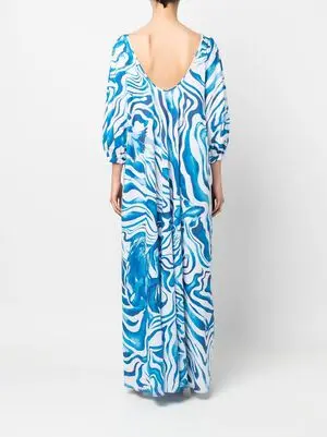 Alberta Ferretti Swirl Print Dress - Blue