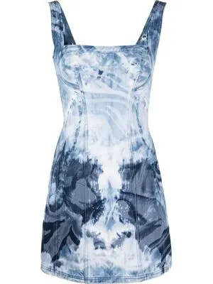 Alberta Ferretti Bleached Denim Mini Dress