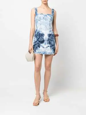 Alberta Ferretti Bleached Denim Mini Dress