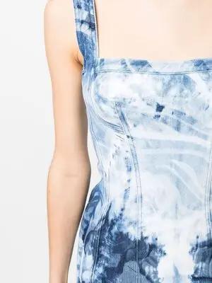Alberta Ferretti Bleached Denim Mini Dress