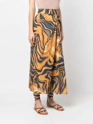 Alberta Ferretti Graphic Print Pleated Skirt