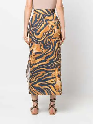 Alberta Ferretti Graphic Print Pleated Skirt