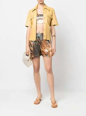 Alberta Ferretti Metallic Swirl Print Shorts