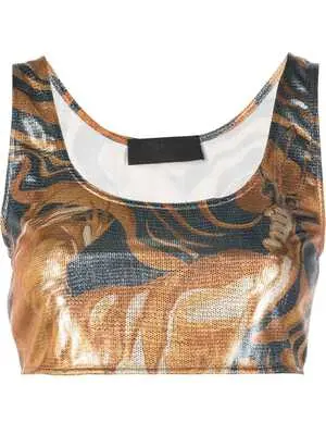 Alberta Ferretti Swirl Print Crop Top