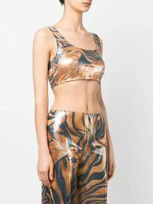 Alberta Ferretti Swirl Print Crop Top