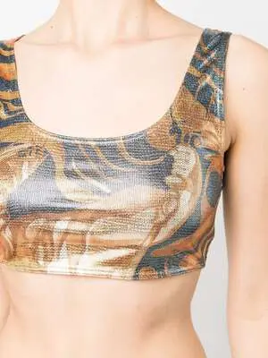 Alberta Ferretti Swirl Print Crop Top