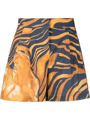 Alberta Ferretti Swirl Print Shorts - Yellow