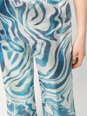 Alberta Ferretti Metallic Swirl Print Wide Leg Trousers