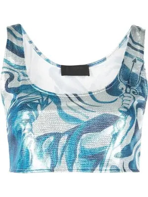 Alberta Ferretti Swirl Print Crop Top - Blue