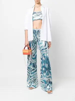 Alberta Ferretti Swirl Print Crop Top