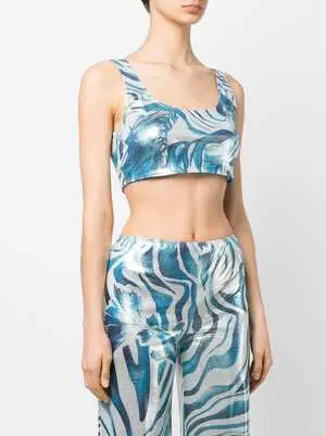 Alberta Ferretti Swirl Print Crop Top
