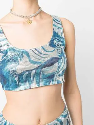 Alberta Ferretti Swirl Print Crop Top