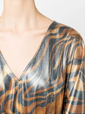 Alberta Ferretti Swirl Print Metallic Top