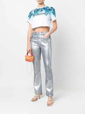 Alberta Ferretti Metallic Flared Jeans
