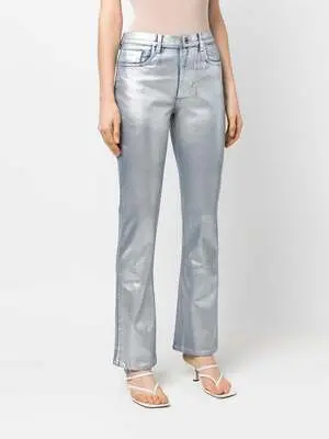 Alberta Ferretti Metallic Flared Jeans