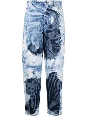 Alberta Ferretti Graphic Print Tapered Jeans - Blue