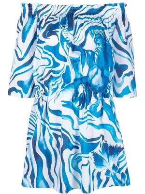 Alberta Ferretti Swirl Print Shift Dress - Blue