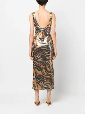 Alberta Ferretti Metallic Swirl Print Dress