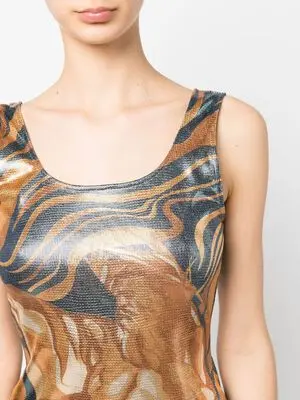 Alberta Ferretti Metallic Swirl Print Dress