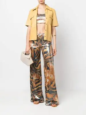 Alberta Ferretti Swirl Print Wide Leg Trousers