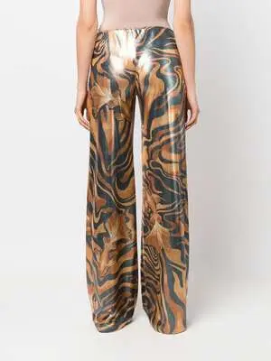 Alberta Ferretti Swirl Print Wide Leg Trousers