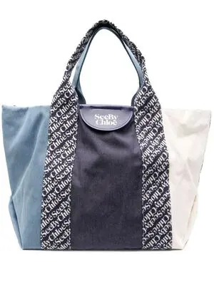 See By Chloé Logo Print Tote Bag - Blue