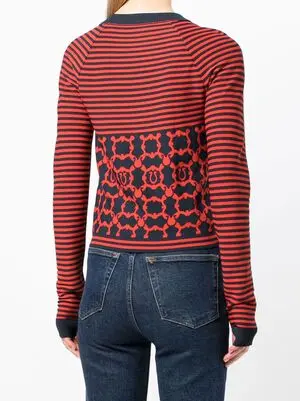 FERRAGAMO Striped Gancini Long-sleeve Top