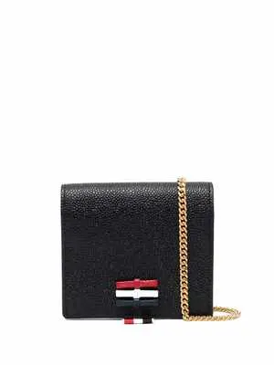 Thom Browne Rwb-bow Chain-strap Cardholder - Black