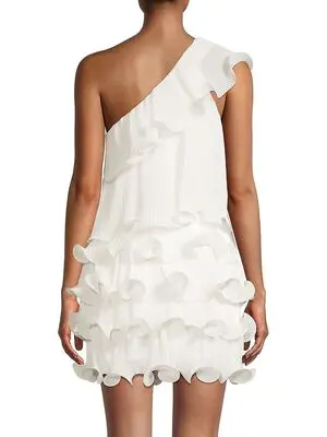 MILLY Blakely One-shoulder Tiered Ruffle Minidress Size