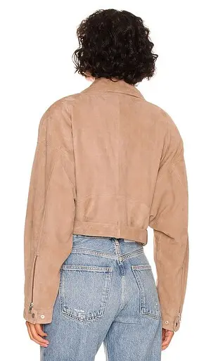 LAMARQUE Dylan Suede Moto Jacket In Tan