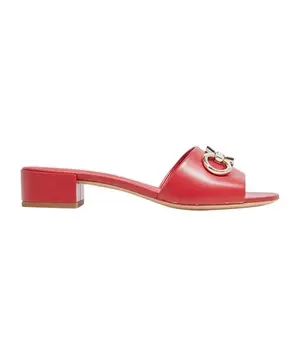FERRAGAMO Salvatore Ferragamo Woman Clare Embellished Leather Mules Red Size 6.5 - Red