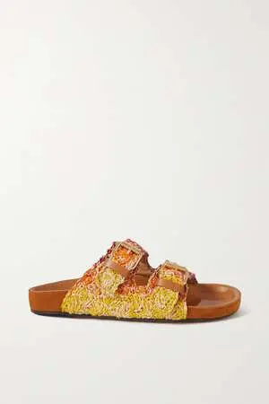 Isabel Marant Lennyo Leather-trimmed Raffia Sandals