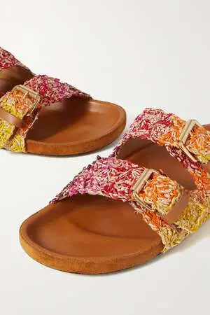 Isabel Marant Lennyo Leather-trimmed Raffia Sandals