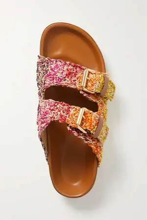 Isabel Marant Lennyo Leather-trimmed Raffia Sandals